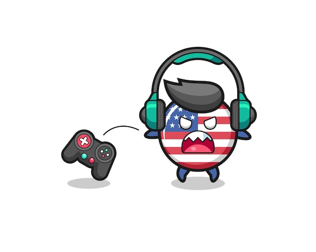 Patriotic Gaming Mascot with Headphones and Controller | Jiffy Designs