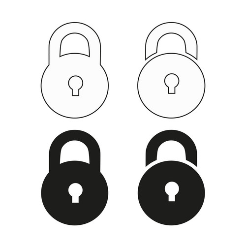 Lock Icon, Black Isolated On White Background, Vector Illustration ...