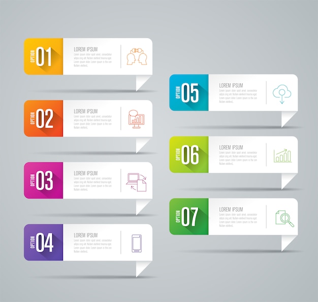 Vibrant Infographic Tabs with Minimalist Icons and Text | Jiffy Designs