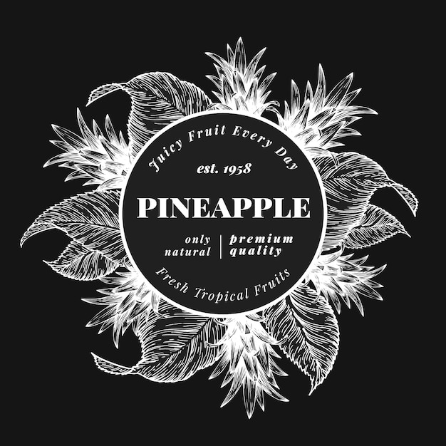 Vintage Pineapple Label with Tropical Foliage Design | Jiffy Designs