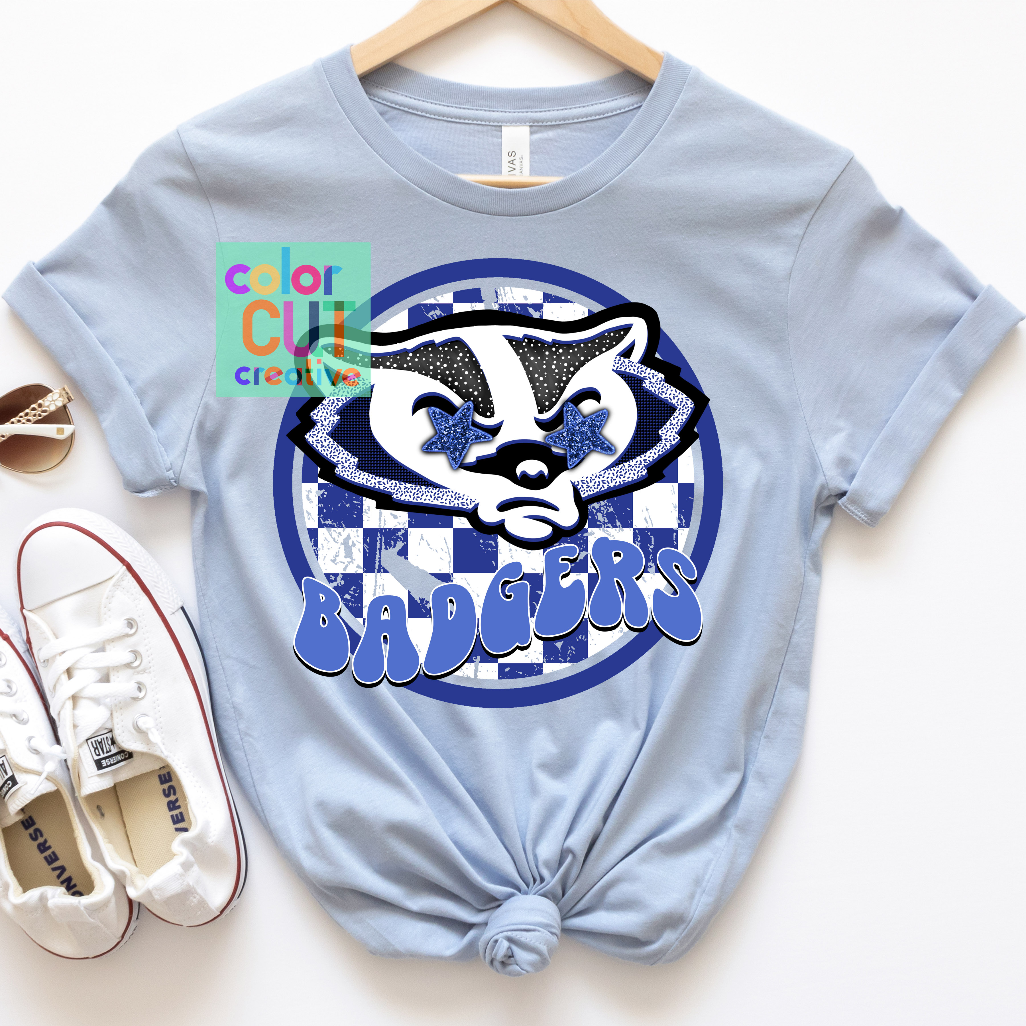 'Badgers' Fierce Mascot in Bold Blue and White Circular Design | Jiffy ...
