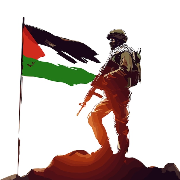 Defiant Warrior Stands Tall with Palestinian Flag in Triumph | Jiffy ...