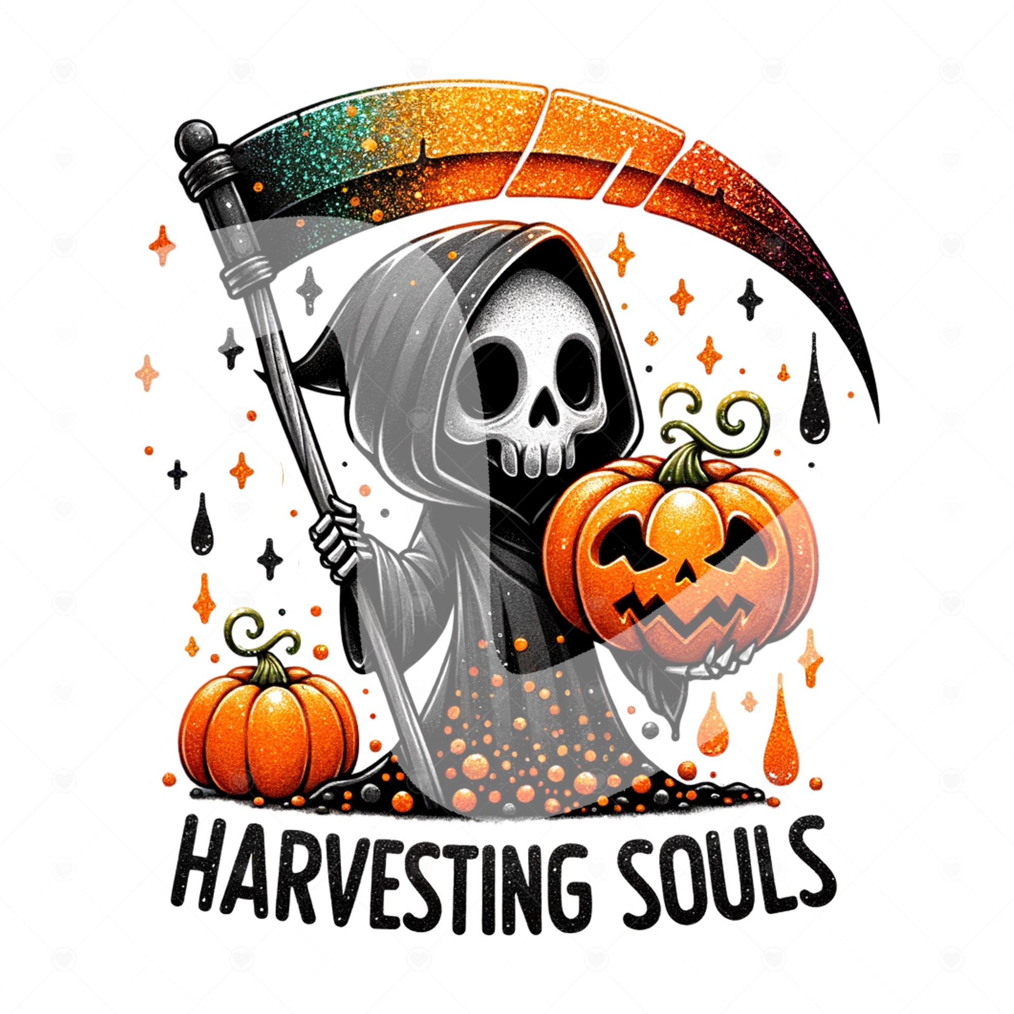 'Harvesting Souls' Adorable Grim Reaper with Rainbow Scythe and Jack-o ...