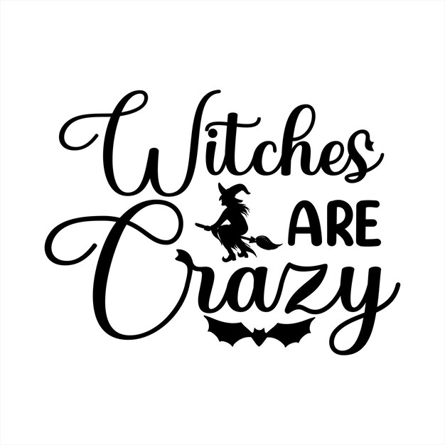 Whimsical Witches Soaring on Broomsticks in Cursive Typography | Jiffy ...