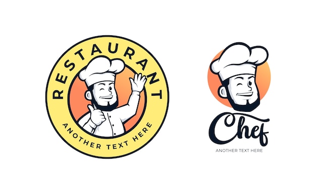 Vibrant Culinary Logos with Cheerful Chef Illustrations | Jiffy Designs
