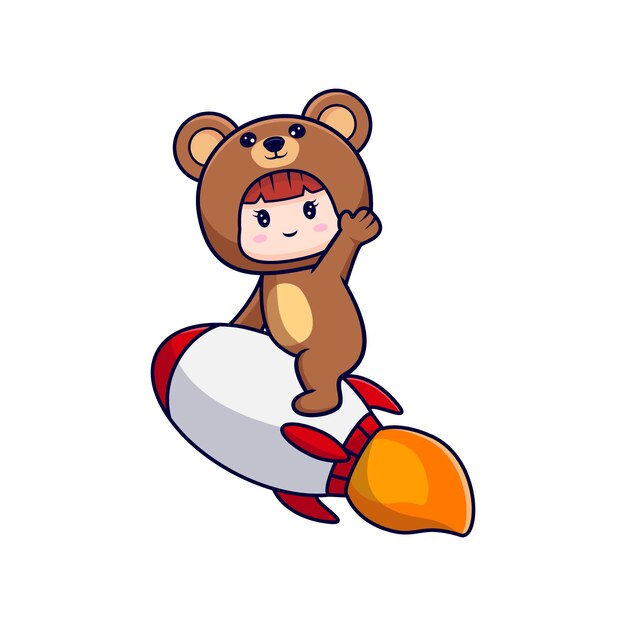 Adorable Girl Riding a Playful Bear Rocket | Jiffy Designs