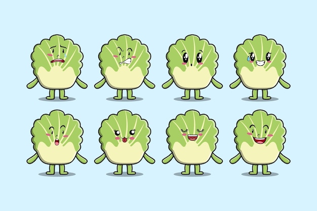Cheerful Cartoon Lettuce Characters with Expressive Faces | Jiffy Designs