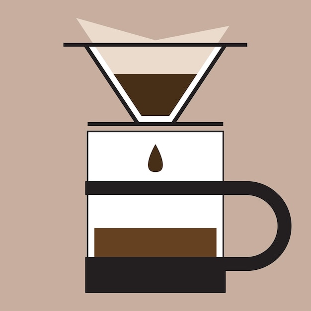 Minimalist Coffee Maker Illustration with Geometric Shapes | Jiffy Designs