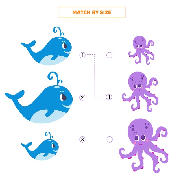 Colorful Sea Creatures Match by Size Collection | Jiffy Designs