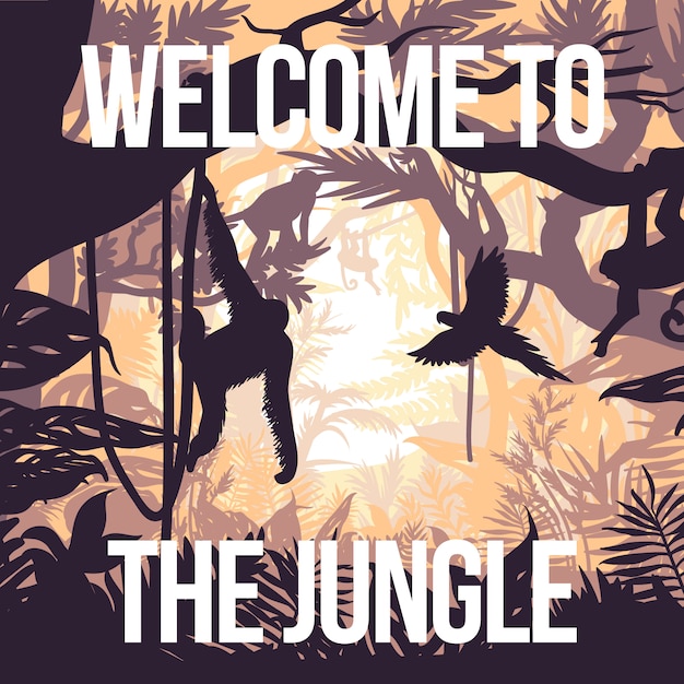 Vibrant Jungle Silhouette Welcomes Adventurers | Jiffy Designs