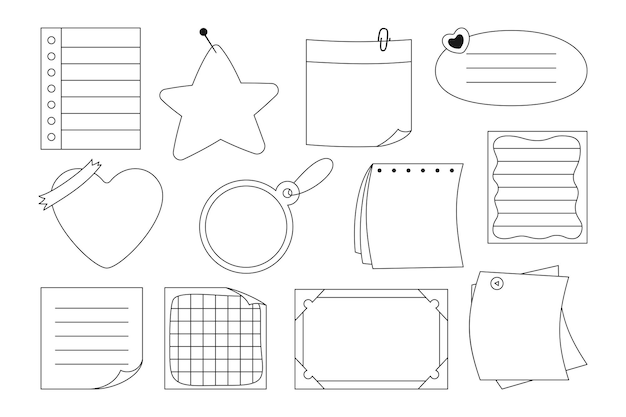 Minimalist Doodle Icons: Notes, Shapes, and Frames for Journaling ...
