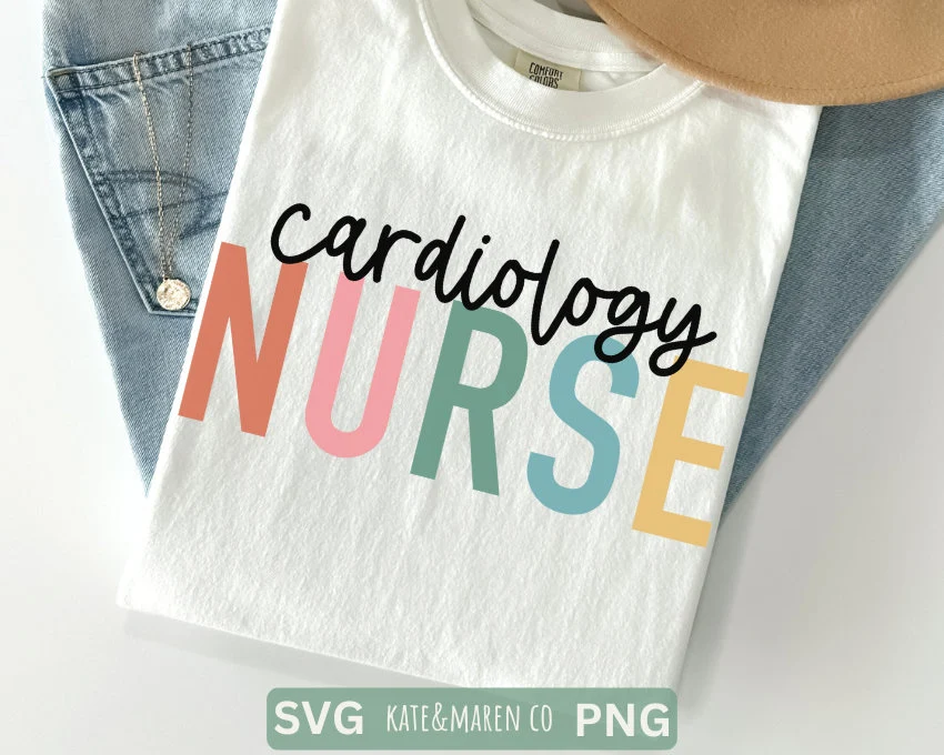 'Nurse Cardiology' Stylized in Muted Pastel Letters with Cursive Script ...