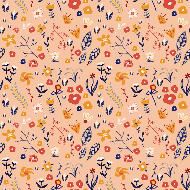 Whimsical Floral Pattern with Blooms and Leafy Branches | Jiffy Designs