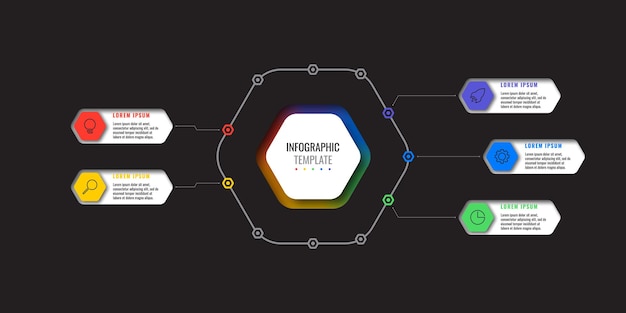 Vibrant Hexagonal Infographic with Colorful Callout Boxes | Jiffy Designs