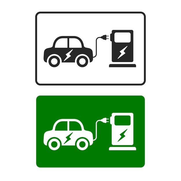 Electric Vehicle Charging Station Pictogram on Green and Black | Jiffy ...