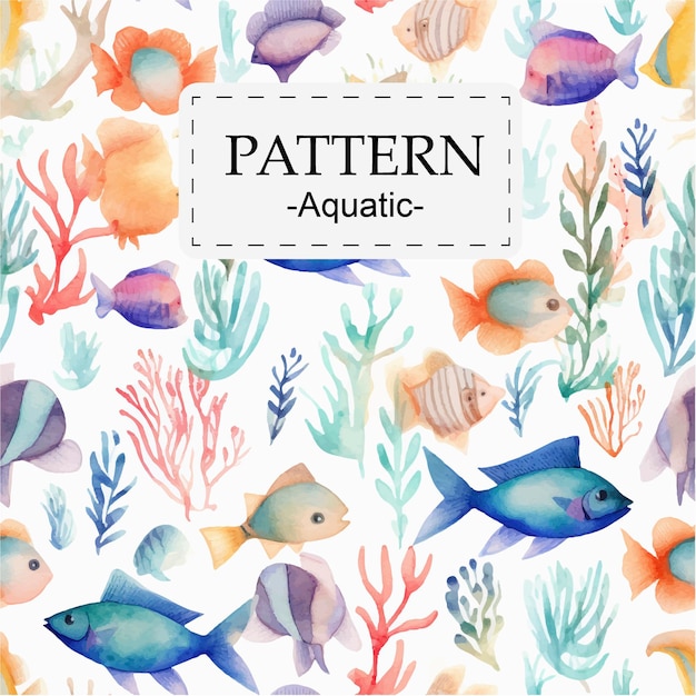 Vibrant Underwater Wonderland: Aquatic Pattern with Colorful Marine ...