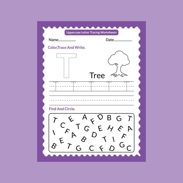 Whimsical Tree Tracing and Letter Matching Worksheet | Jiffy Designs
