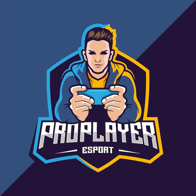Captivating Esports Emblem with Focused Gamer Holding Controller ...