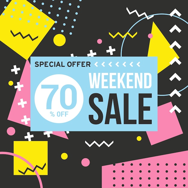 Vibrant Weekend Discount Promotion with Abstract Shapes | Jiffy Designs