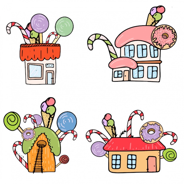 Whimsical Candy-Themed Illustrated Collection of Stylized Houses ...