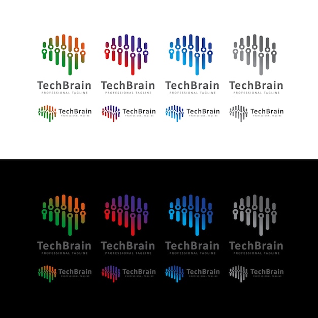 TechBrain Colorful People Logos with Tagline on Black Background ...