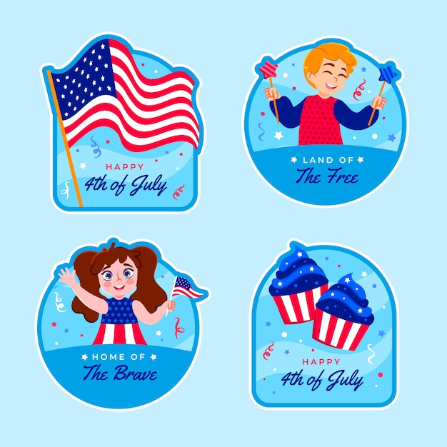 Vibrant 4th of July Patriotic Emblem Collection with Iconic Symbols ...