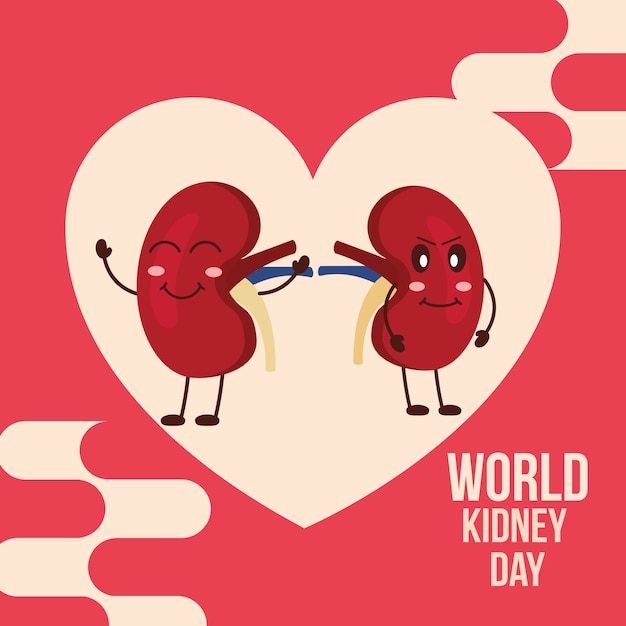 World Kidney Day Awareness Illustration with Kidney Characters | Jiffy ...