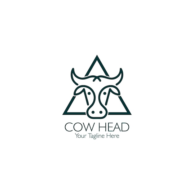Minimalist Cow Head Icon with Triangular Design | Jiffy Designs