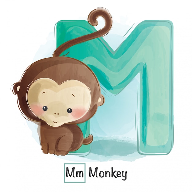 Adorable Monkey Hanging on Vibrant Letter M | Jiffy Designs