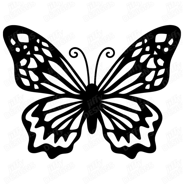 Intricate Butterfly Silhouette with Delicate Wing Patterns and Curled ...
