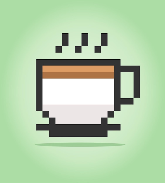 Pixel Art Coffee Cup on Green Background | Jiffy Designs