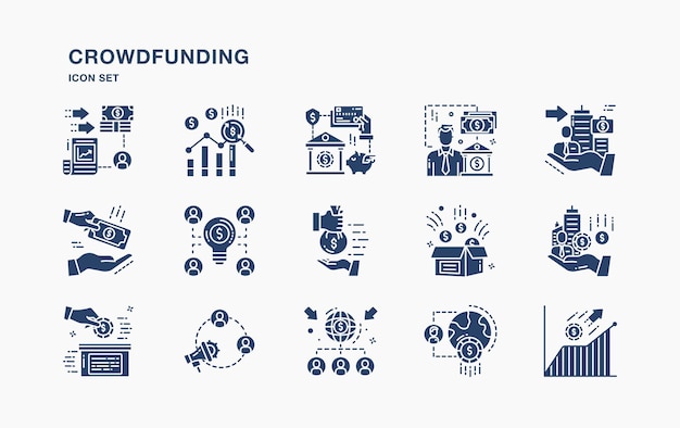 Crowd-Powered Funding: Diverse Icons Illustrate Collaborative Finance ...