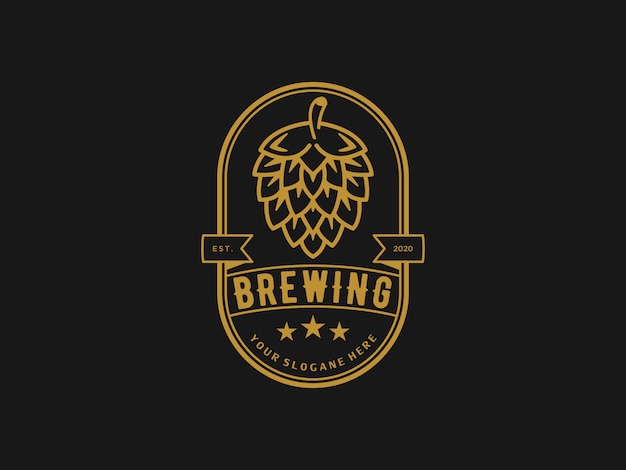 Elegant Golden Hop Emblem for Craft Brewing Company | Jiffy Designs