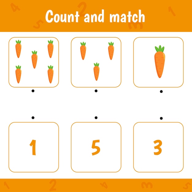 Counting and Matching Carrots Educational Worksheet for Kids | Jiffy ...