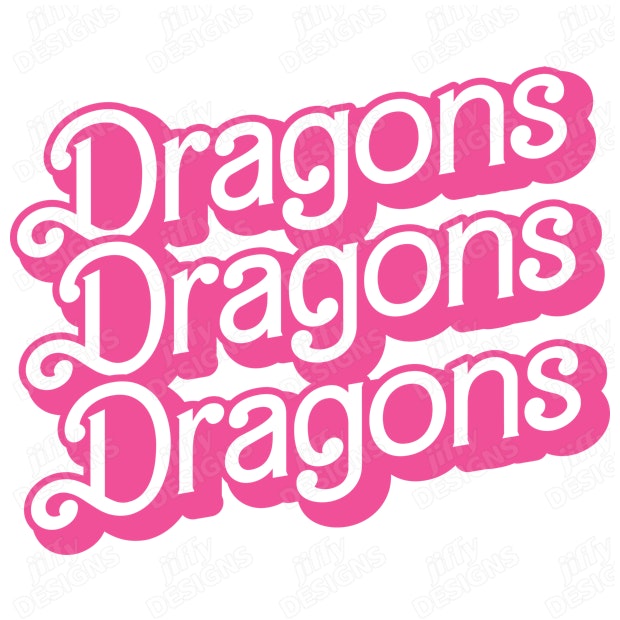 'Dragons Dragons Dragons' Retro-Inspired Pink Typography with Curvy ...