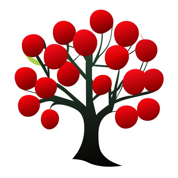 Vibrant Red Orb Tree: A Striking Minimalist Artwork | Jiffy Designs