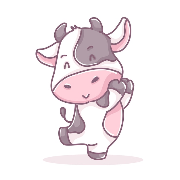 Playful Cow Calf Joyfully Prancing in Cartoon Style | Jiffy Designs