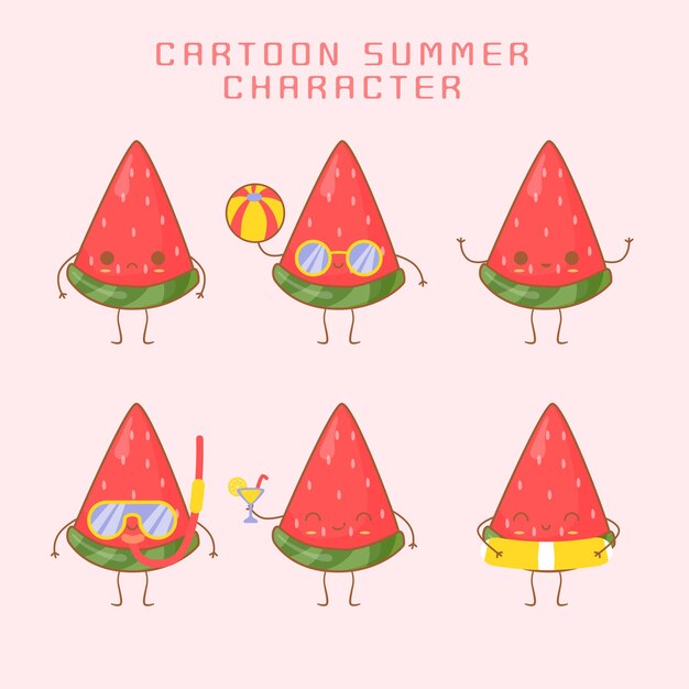 Delightful Watermelon Characters in Vibrant Summer Attire | Jiffy Designs