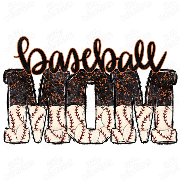'Baseball Mom' Cursive Script Atop Textured Leopard Print and Baseball ...
