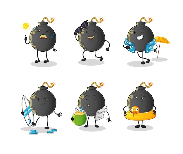 Delightful Cartoon Bomb Characters in Diverse Poses and Accessories ...