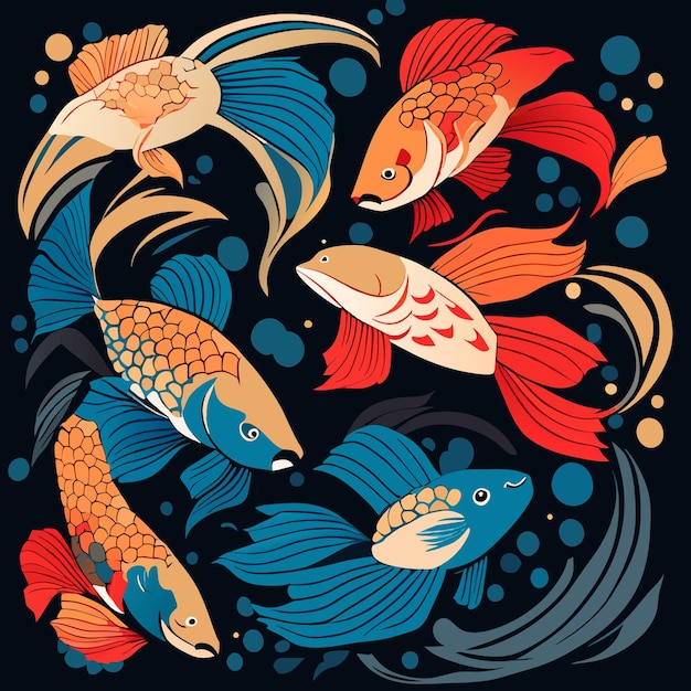 Vibrant Underwater Koi Fish Dance in Whimsical Aquatic Scene | Jiffy ...
