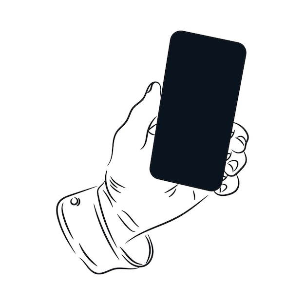 Minimalist Silhouette of Hand Holding Smartphone Device | Jiffy Designs