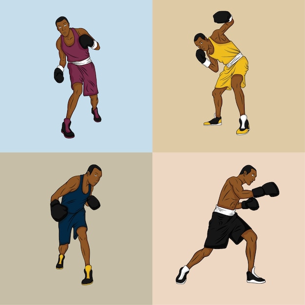 Dynamic Boxers in Vibrant Retro-Inspired Illustration | Jiffy Designs