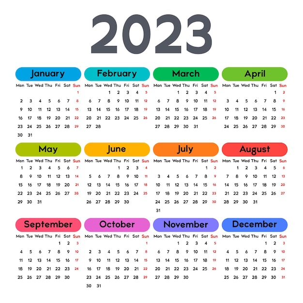 Vibrant 2023 Calendar with Colorful Months | Jiffy Designs