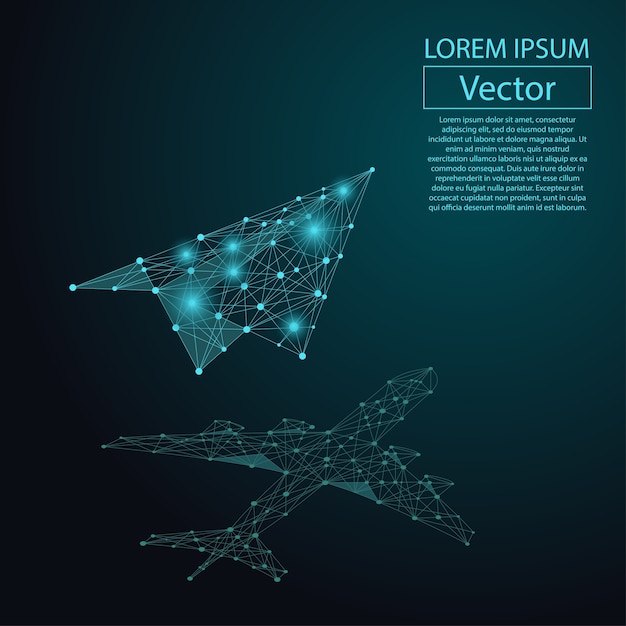 Abstract Geometric Triangular Wireframe with Luminous Nodes on Dark ...