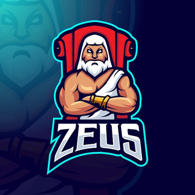 Powerful Zeus Mascot with Crossed Arms in Vibrant Red and Blue | Jiffy ...