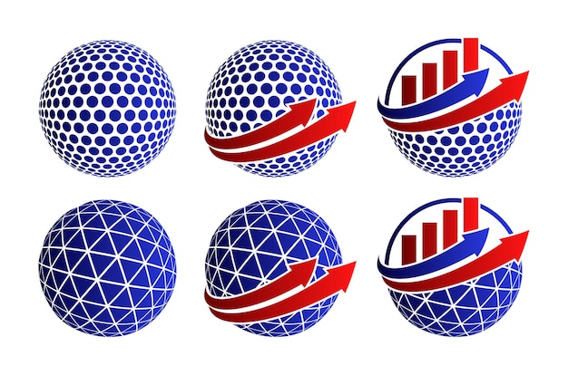 Globes with Vibrant Geometric Patterns and Upward Trend Charts | Jiffy ...