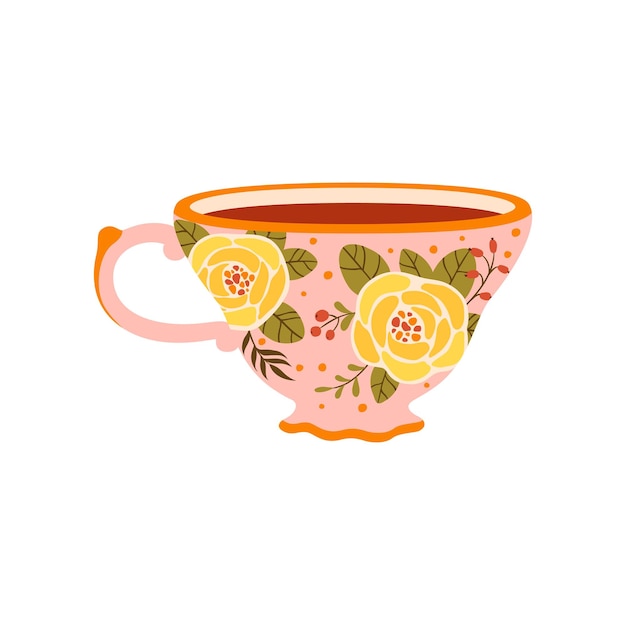 Vibrant Floral Teacup with Elegant Botanical Design | Jiffy Designs
