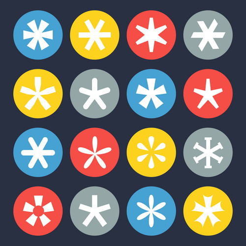 Asterisk Symbol Set. Symbol Collection, Colorful Pointer Mark To An ...