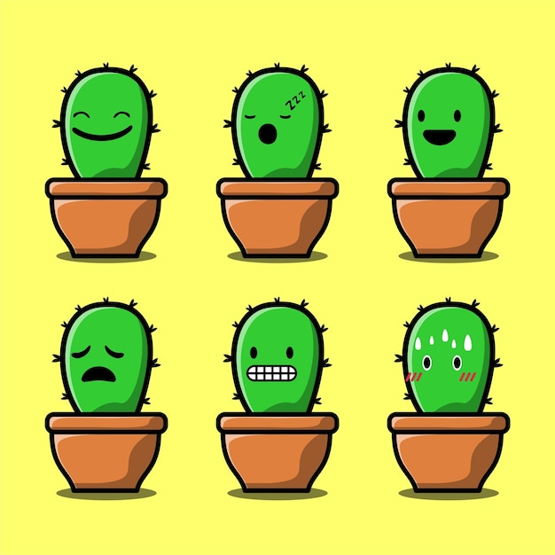 Vibrant Cactus Emoji Collection in Terracotta Pots | Jiffy Designs